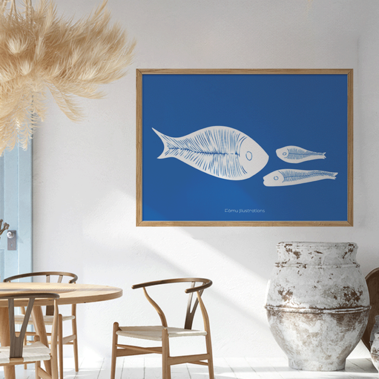 Fômu Illustration - Fisk i blåt - Plakater og Sager